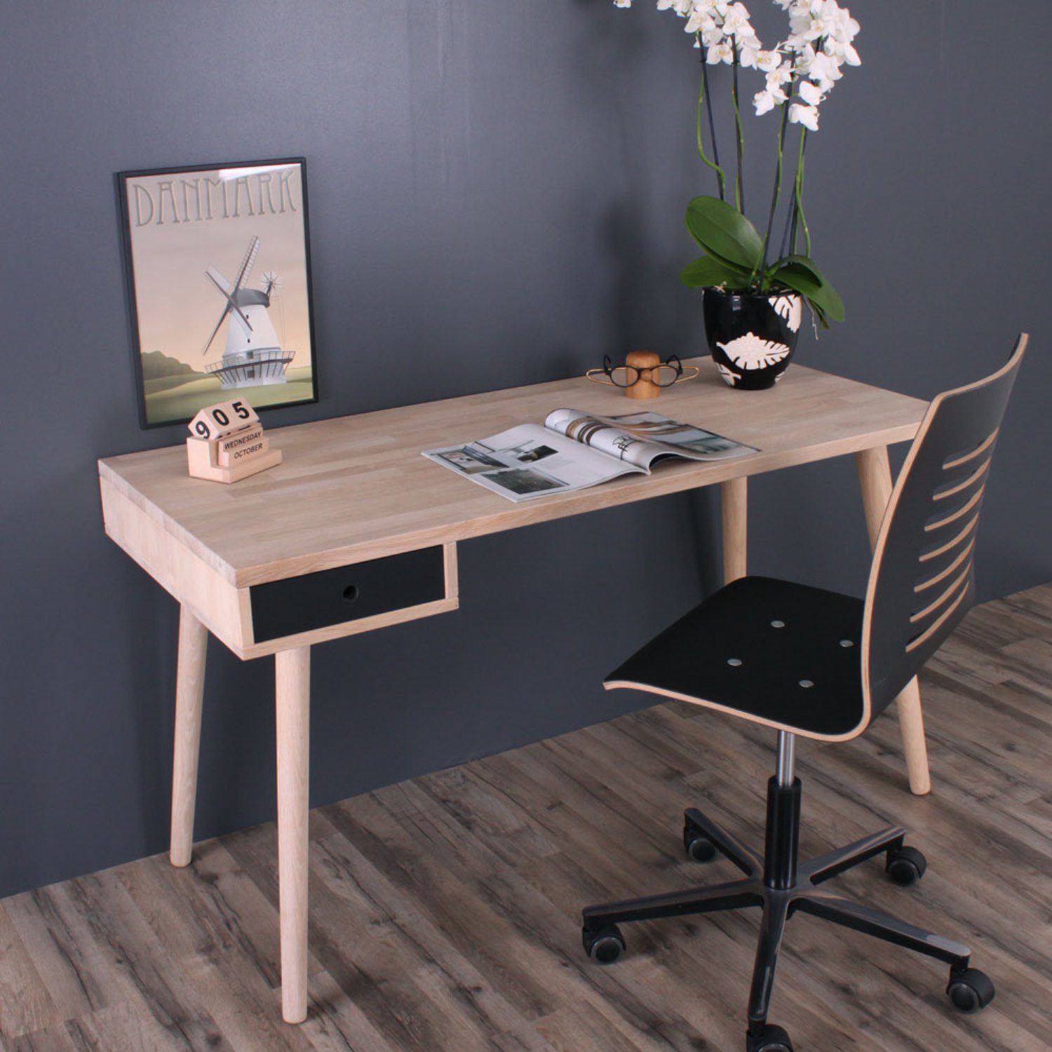 Denver - Skrivebord med 1 skuffe, eg - Skriveborde - 3-Nordic